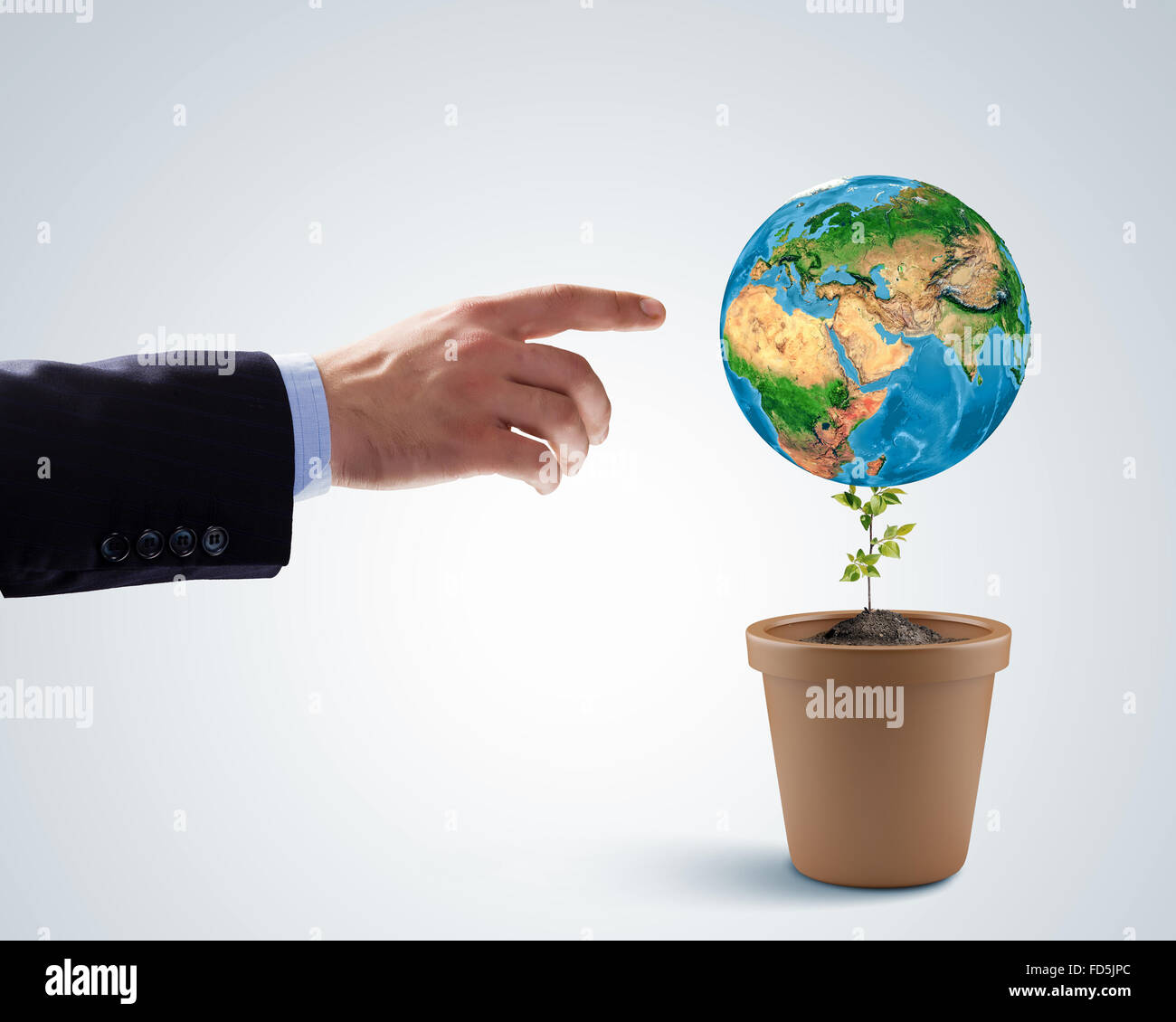 Earth planet in pot. Ecology concept. Elements of this image are ...