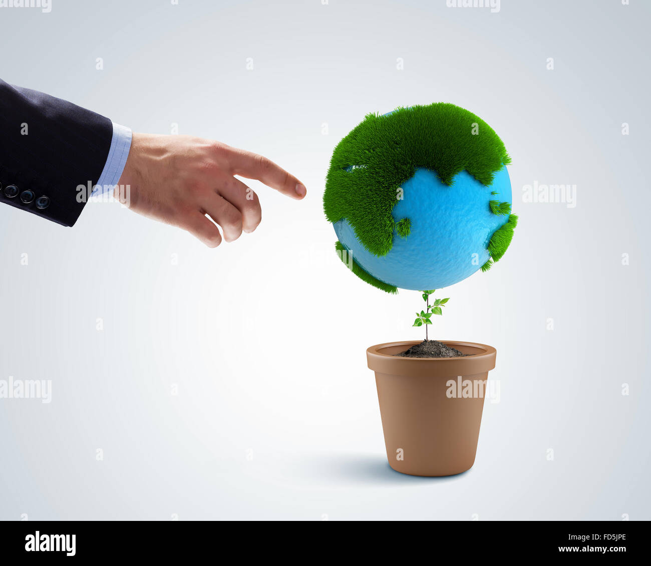 Image of Earth planet in pot. Ecology and protection Stock Photo - Alamy