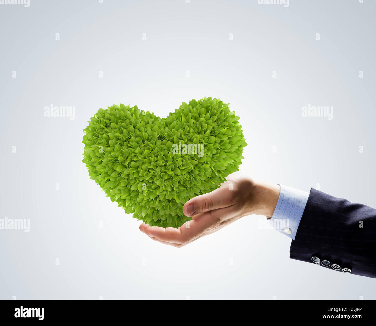 Image of plant in human hand shaped like heart Stock Photo - Alamy