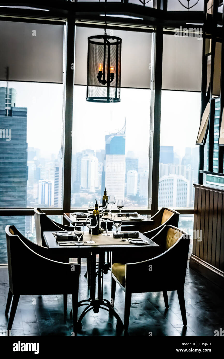 modern contemporary High class fine dining restaurant interior Stock ...