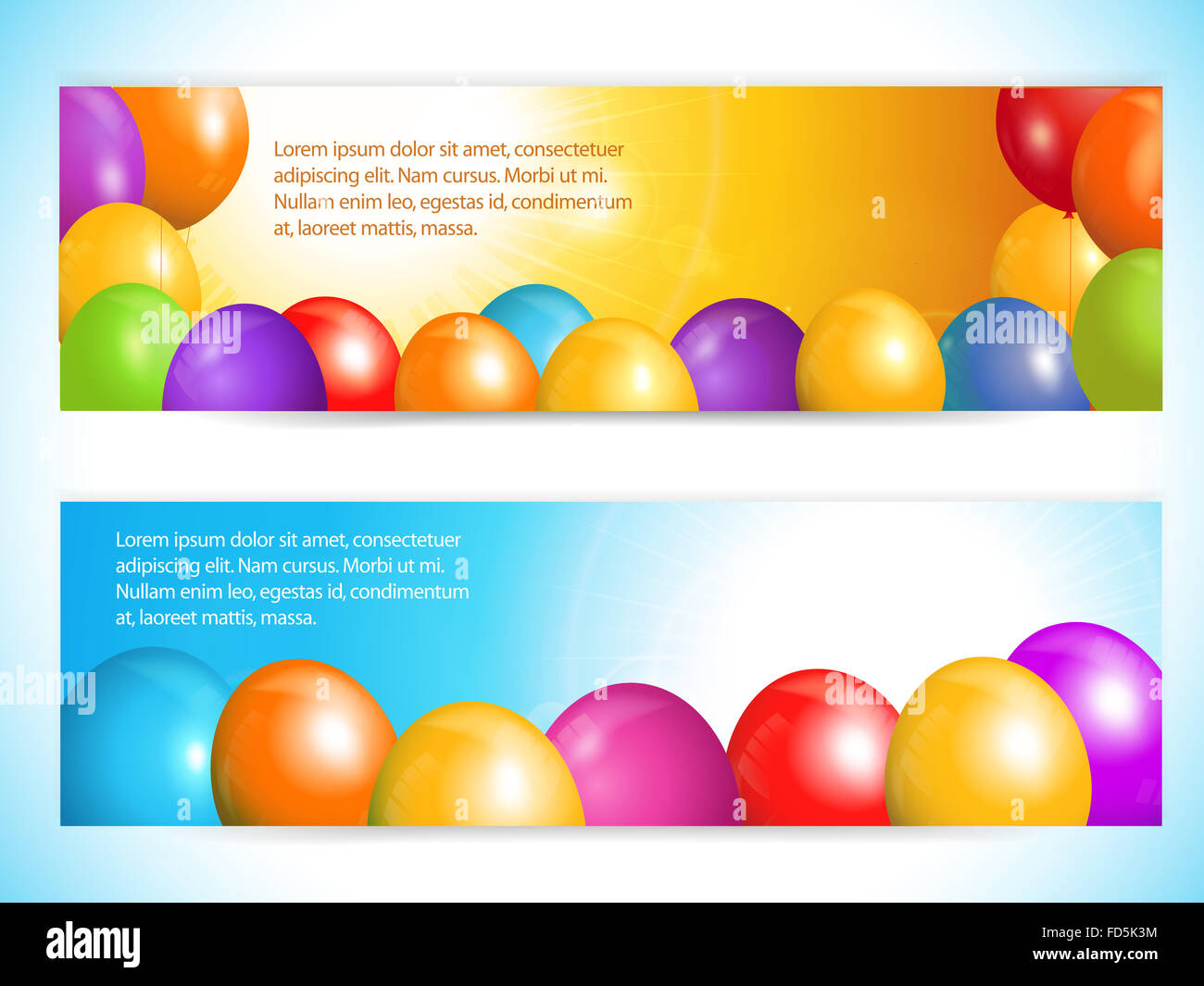 Balloon banner on a sunset background and balloon banner on a blue sky ...