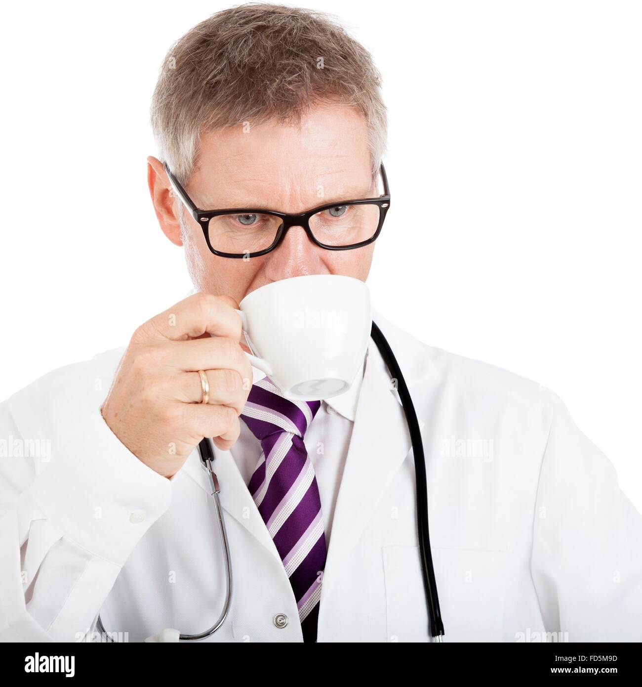 Over-Thinking Male Medical Doctor While Sipping a Cup of Coffee on ...