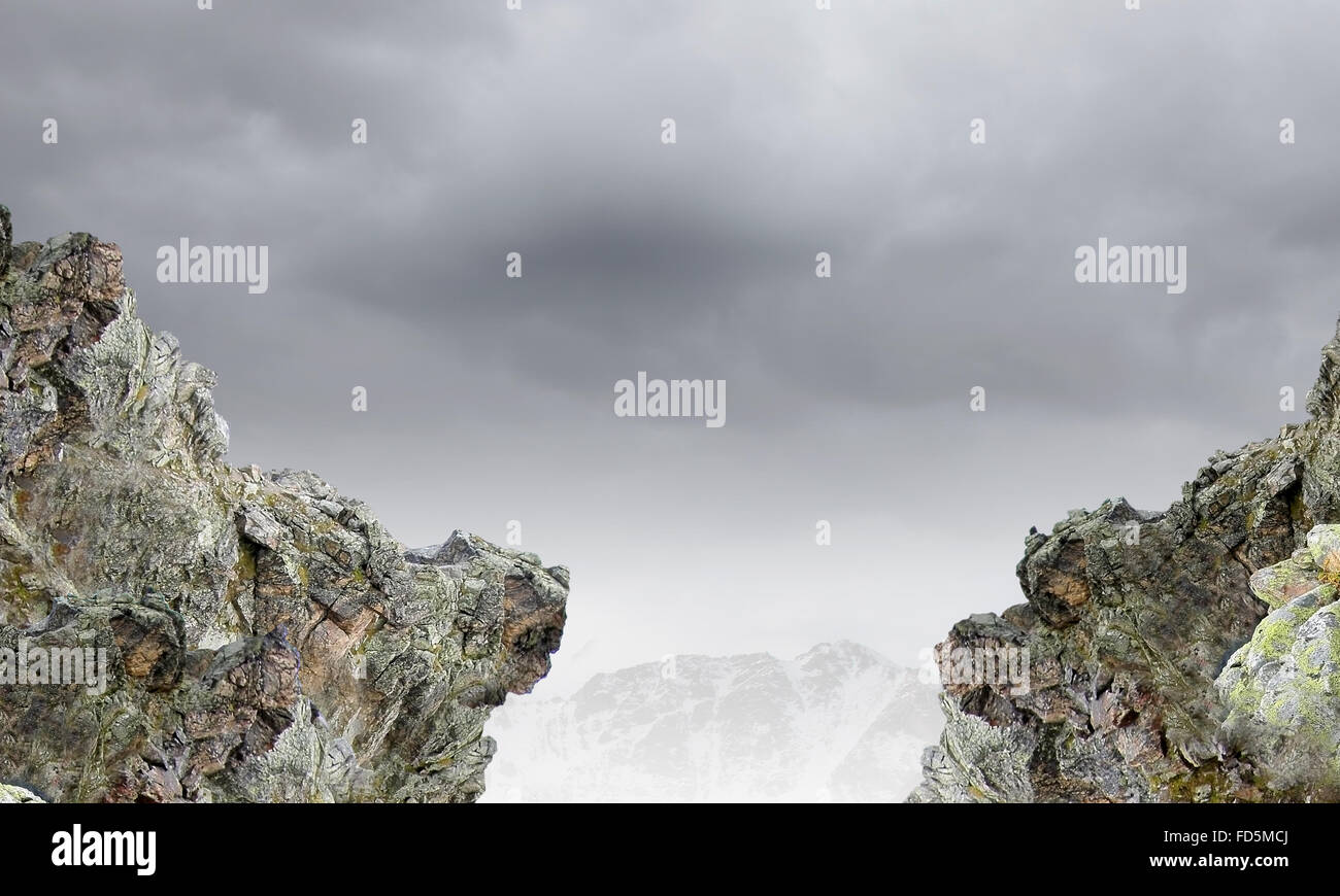 Gap between two rocks. Challenge and danger Stock Photo - Alamy