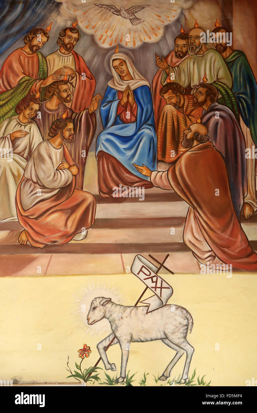 The descent of the Holy Spirit upon the Apostles and the Virgin Mary ...