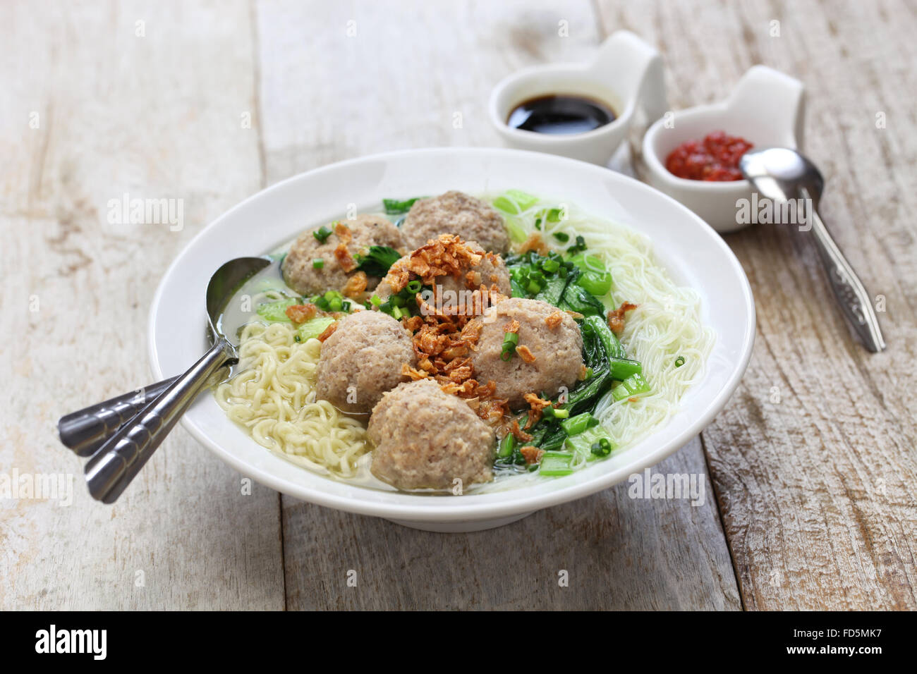 bakso, meatball soup with noodles, indonesian cuisine Stock Photo - Alamy