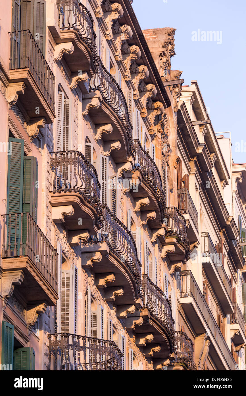 Old building detail at morning in Barcelona, Catalonia.Spain Stock ...