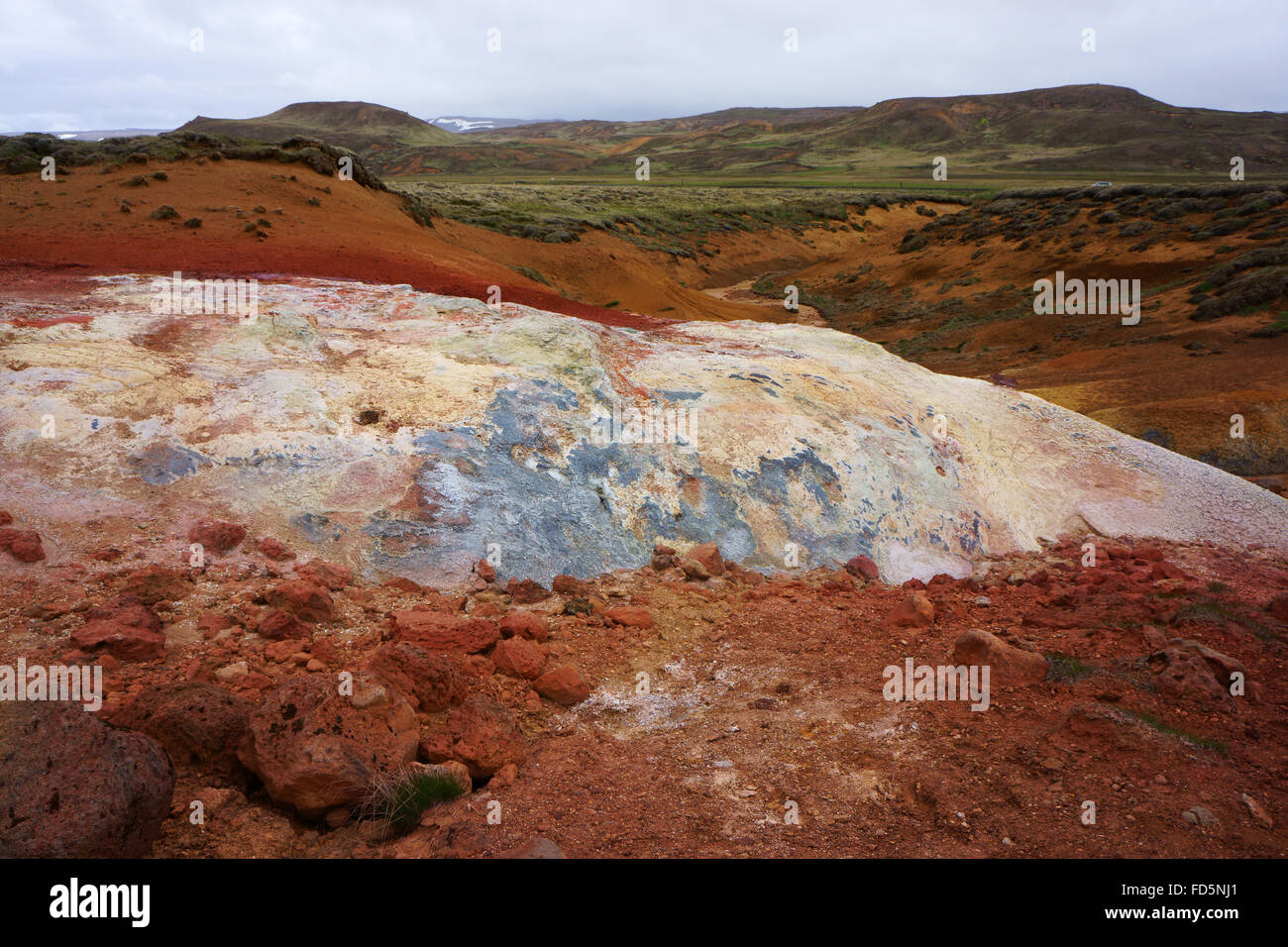Volcanic Hot springs and boiling mud, Krysuvik, SW Iceland Stock Photo ...