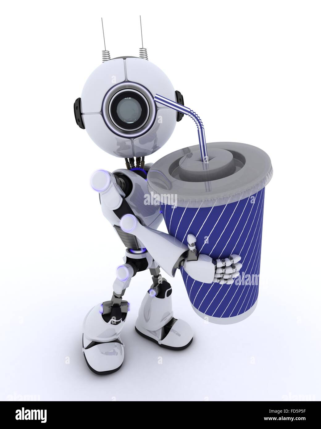 3D Render of a Robot with soda Stock Photo - Alamy