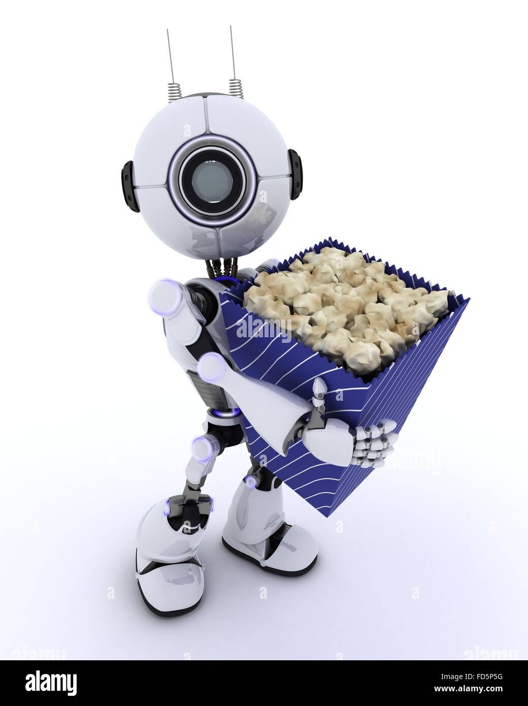 3D Render of a Robot with popcorn Stock Photo - Alamy