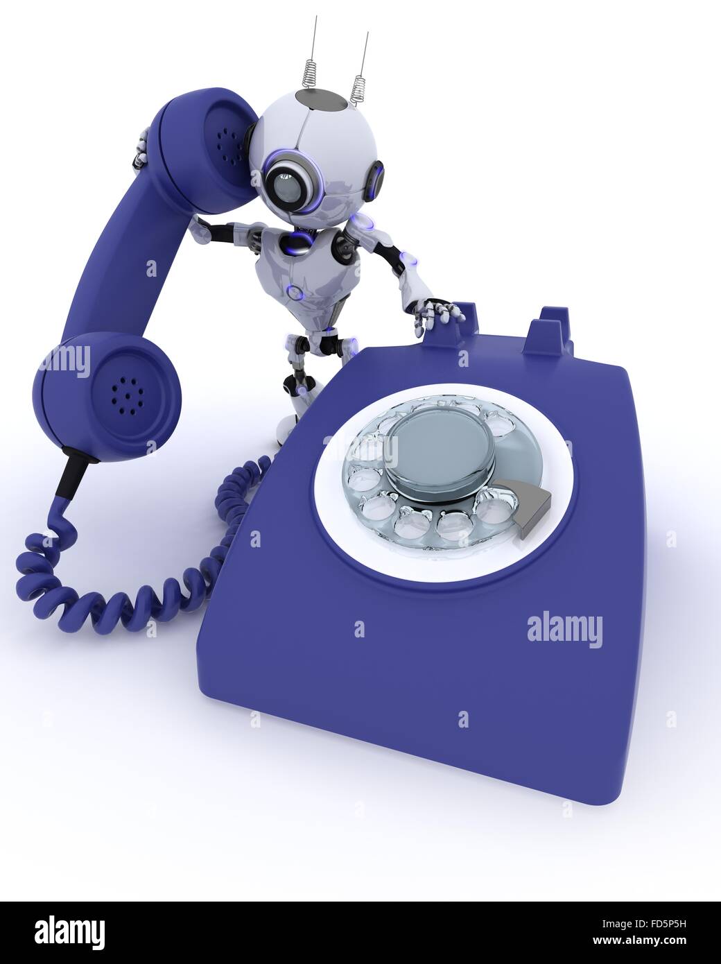 3D Render of a Robot with telephone Stock Photo - Alamy