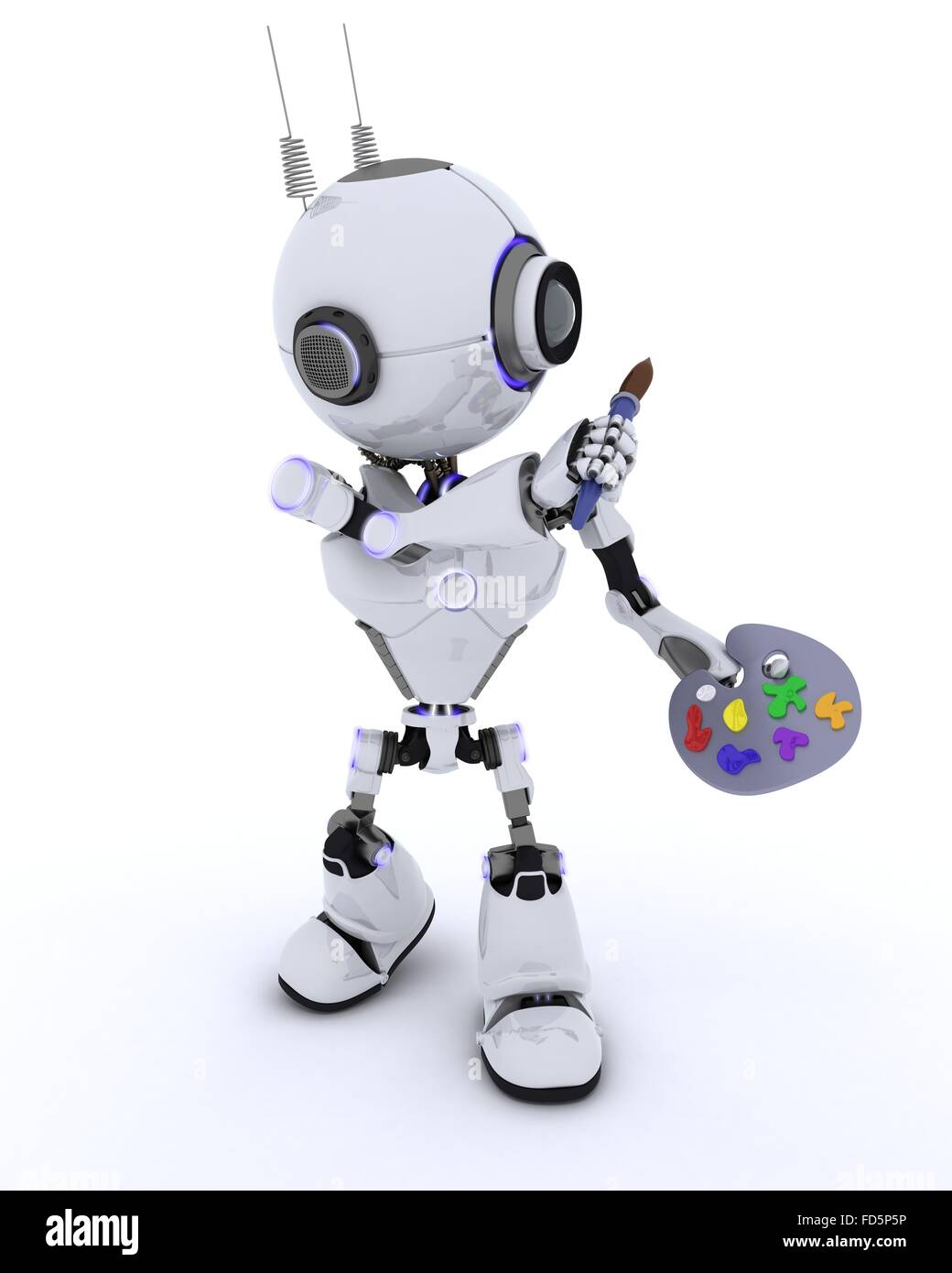 3D Render of a Robot with paint brush and palette Stock Photo - Alamy