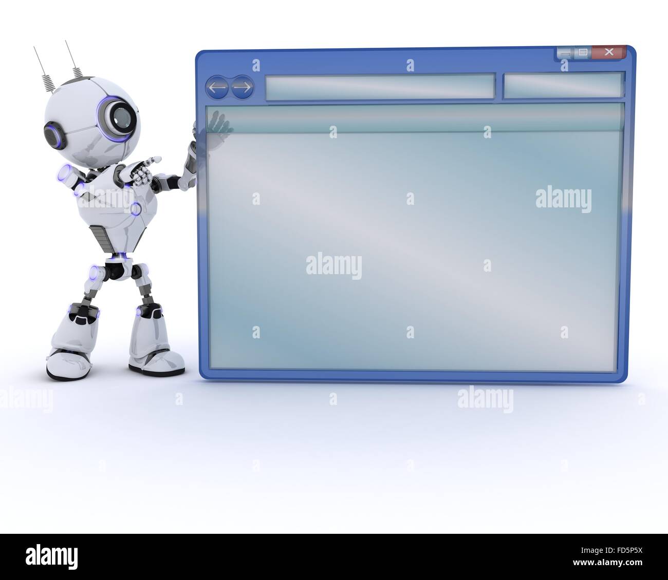 3D Render of a Robot with computer window Stock Photo - Alamy