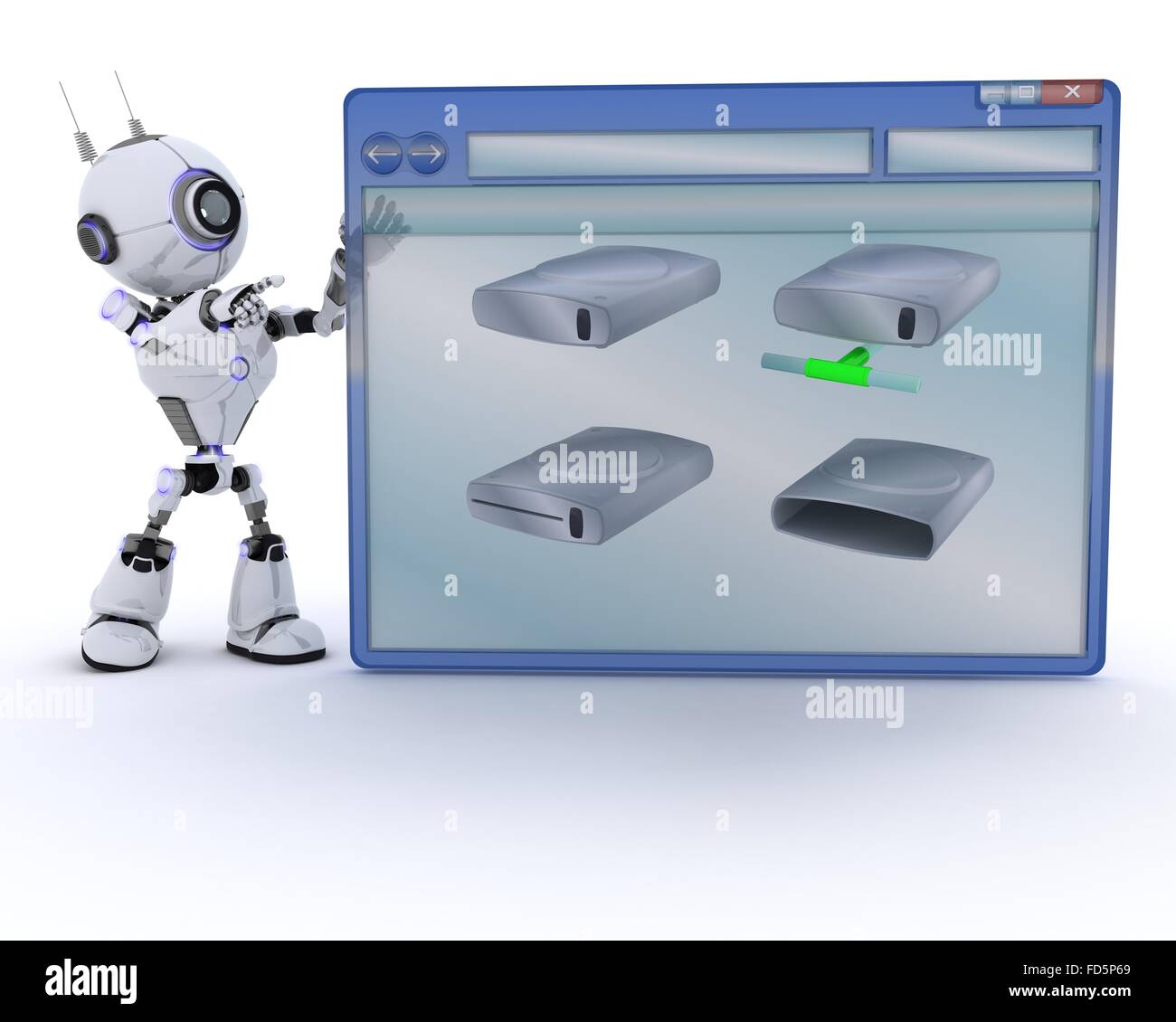 3D Render of a Robot with computer window Stock Photo - Alamy