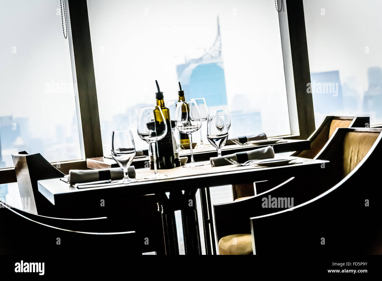 modern contemporary High class fine dining restaurant interior Stock ...