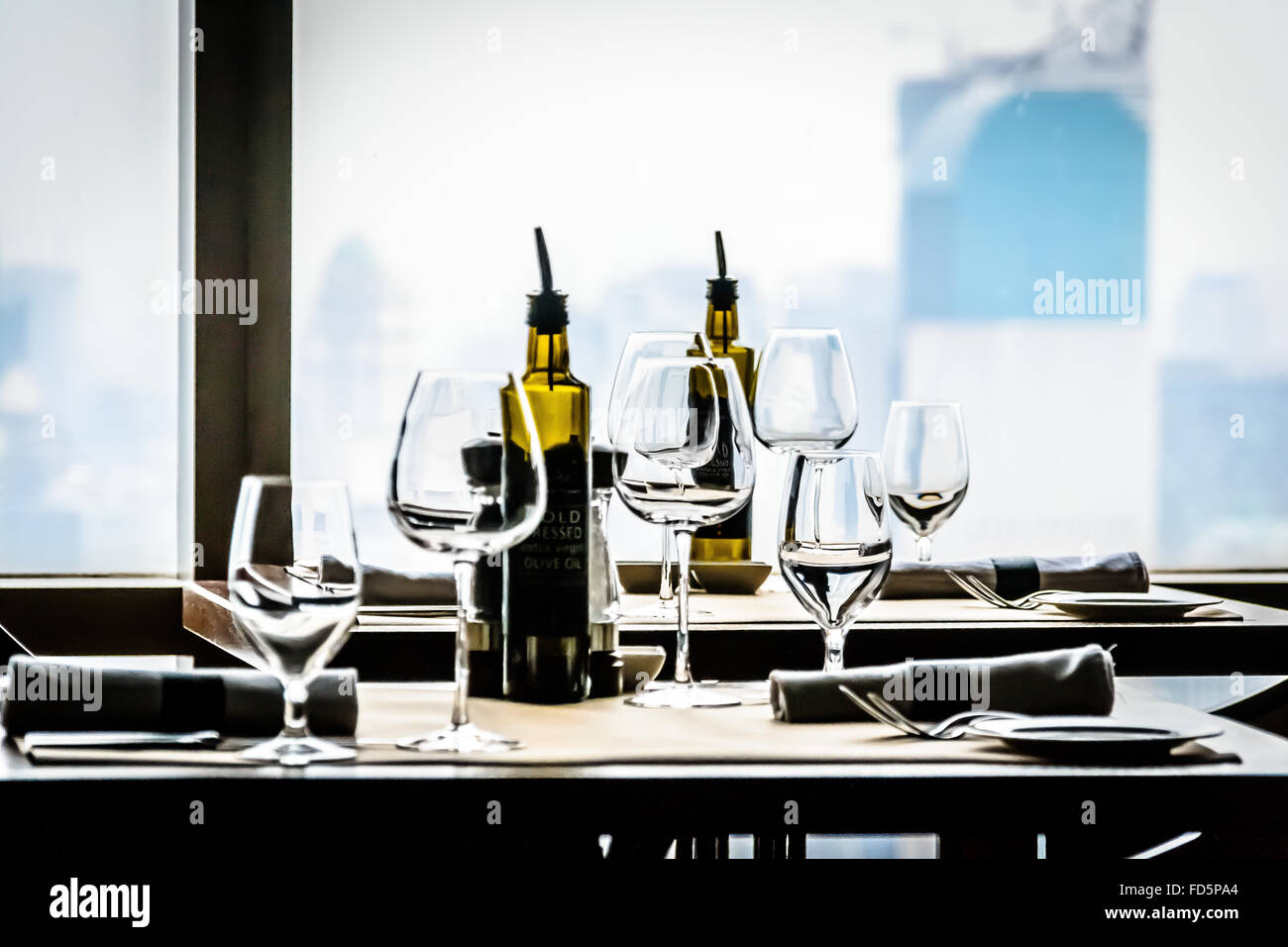 modern contemporary High class fine dining restaurant interior Stock ...