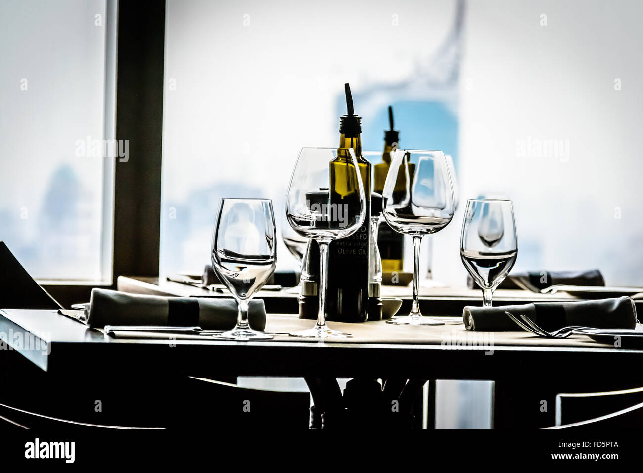 modern contemporary High class fine dining restaurant interior Stock ...