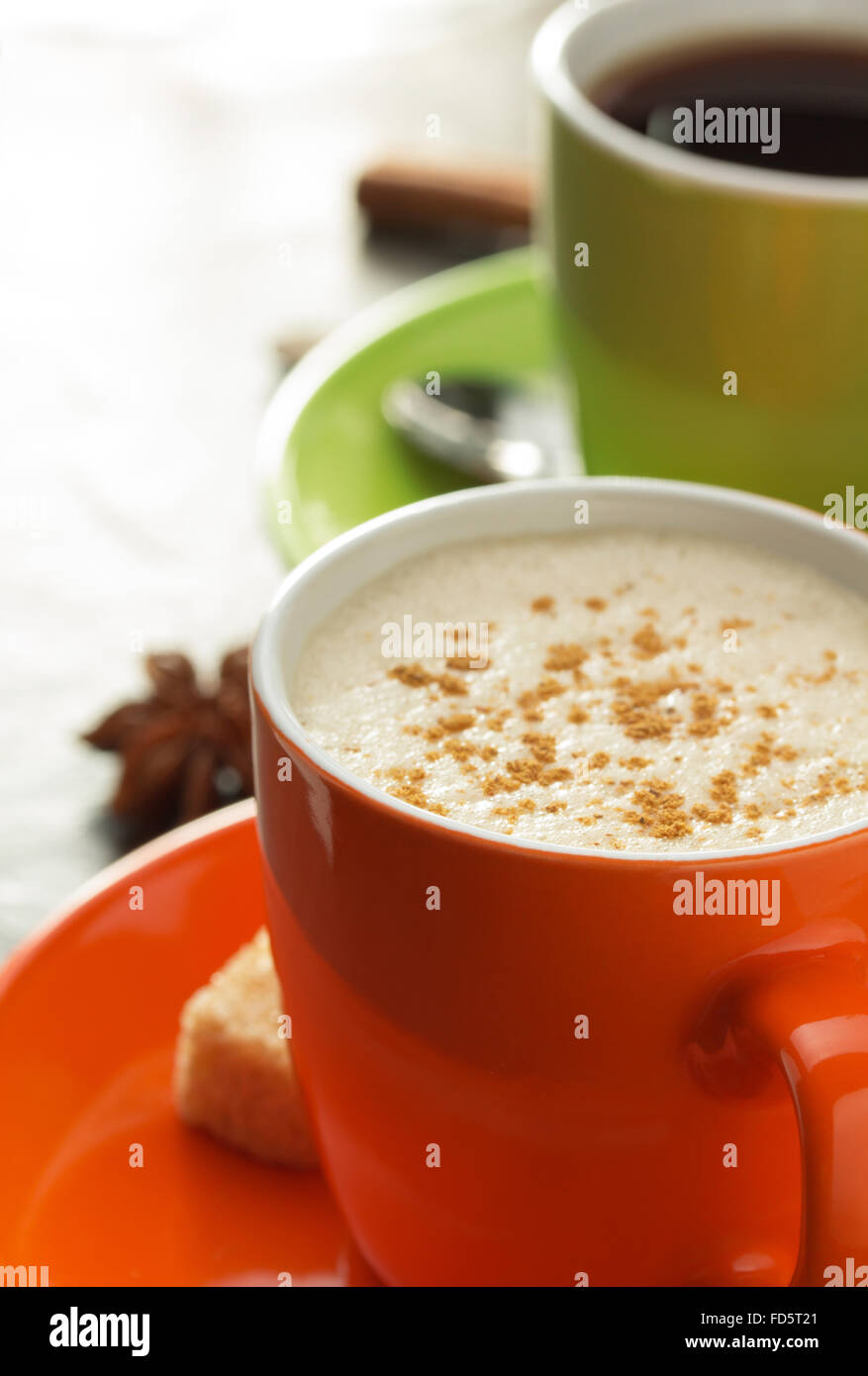 cup of coffee on table Stock Photo - Alamy