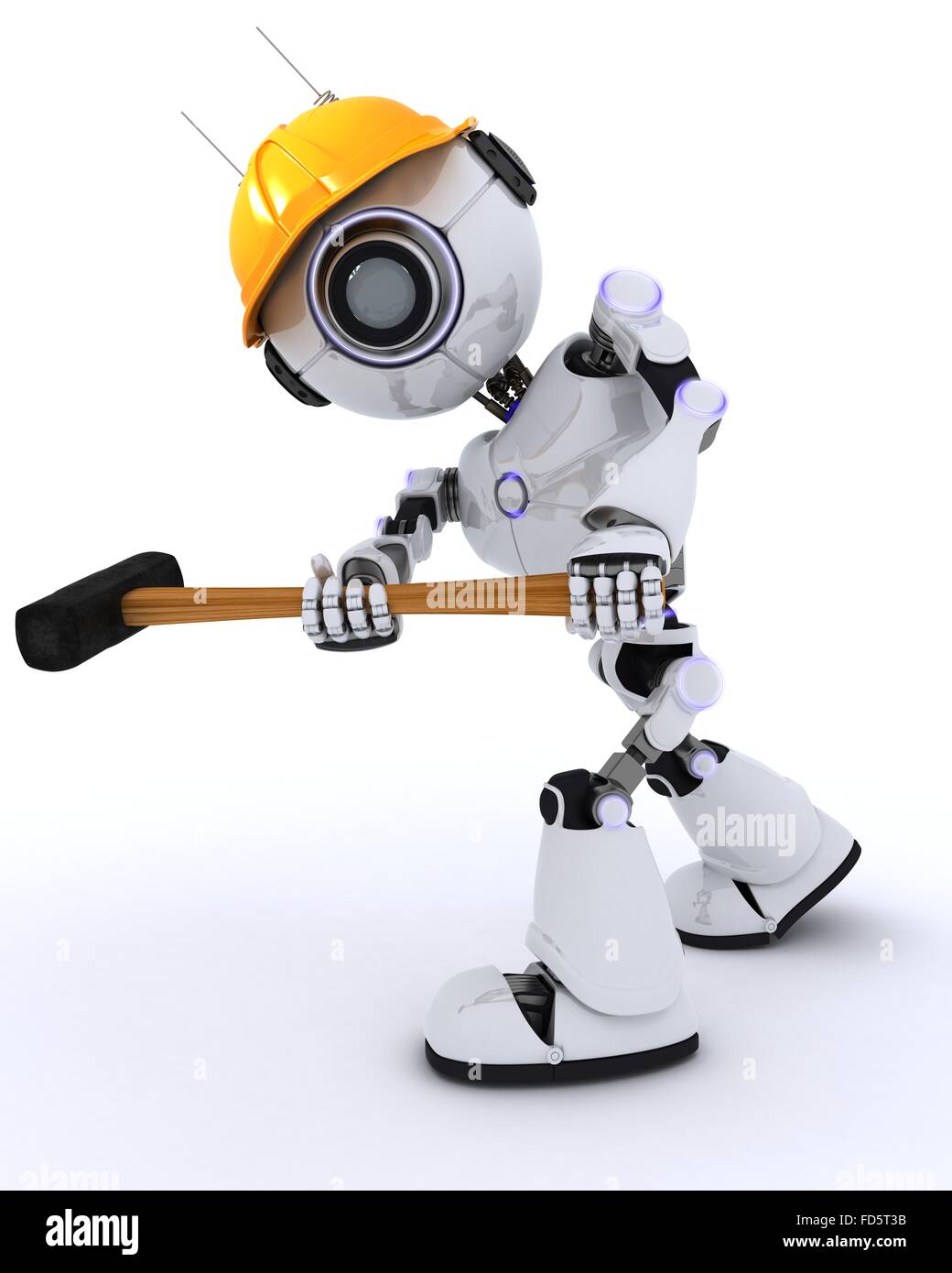 3D Render of a Robot Builder with a sledgehammer Stock Photo - Alamy