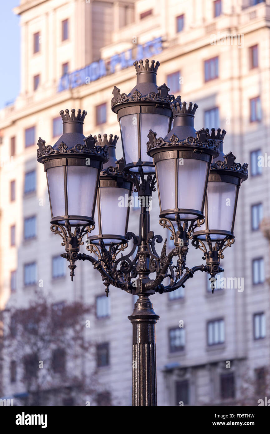 Old style wrought iron lamp post in Barcelona,Spain Stock Photo - Alamy