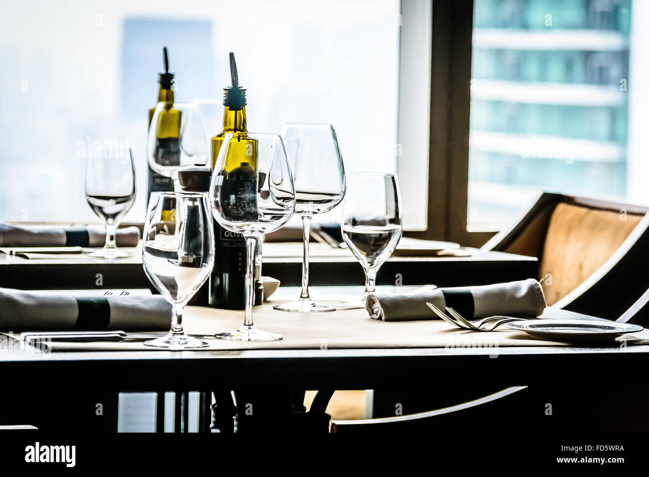modern contemporary High class fine dining restaurant interior Stock ...