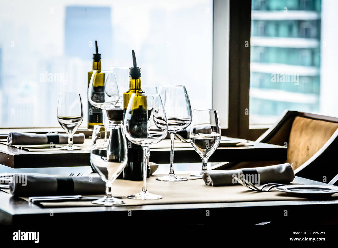 modern contemporary High class fine dining restaurant interior Stock ...