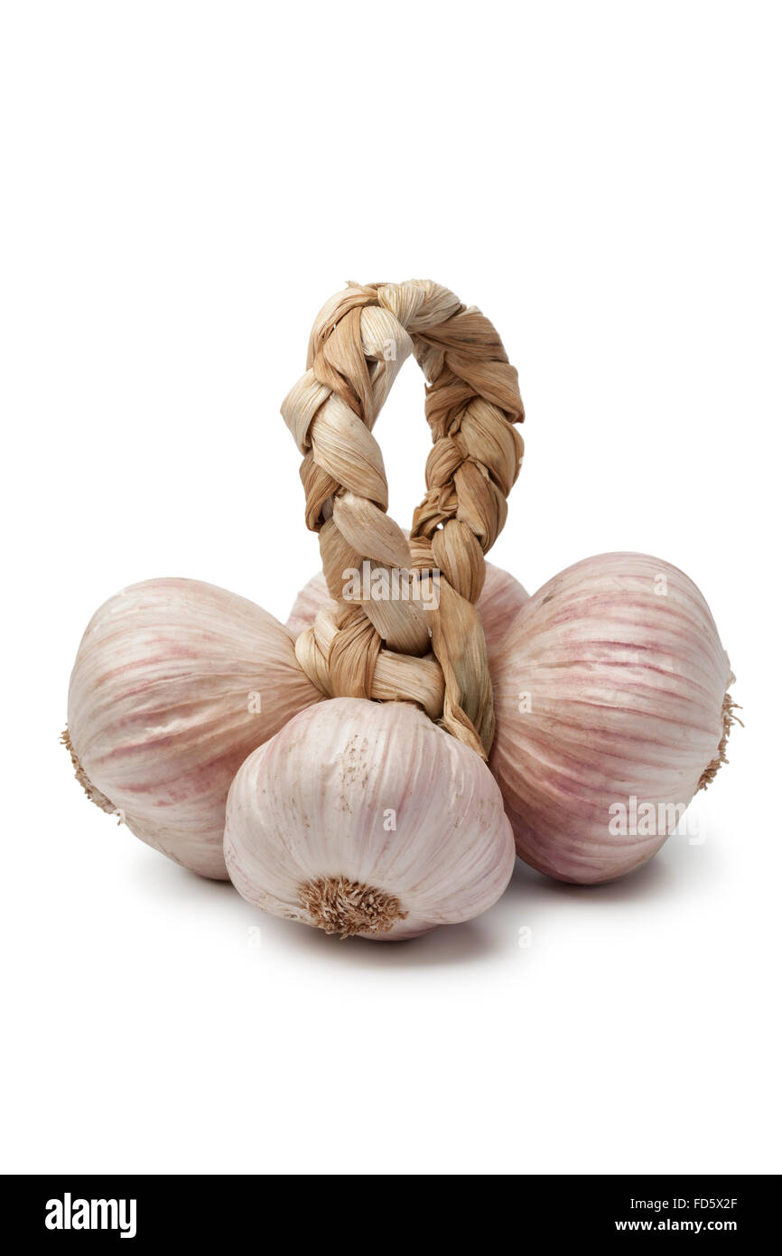 Fresh pink Italian Garlic on white background Stock Photo - Alamy