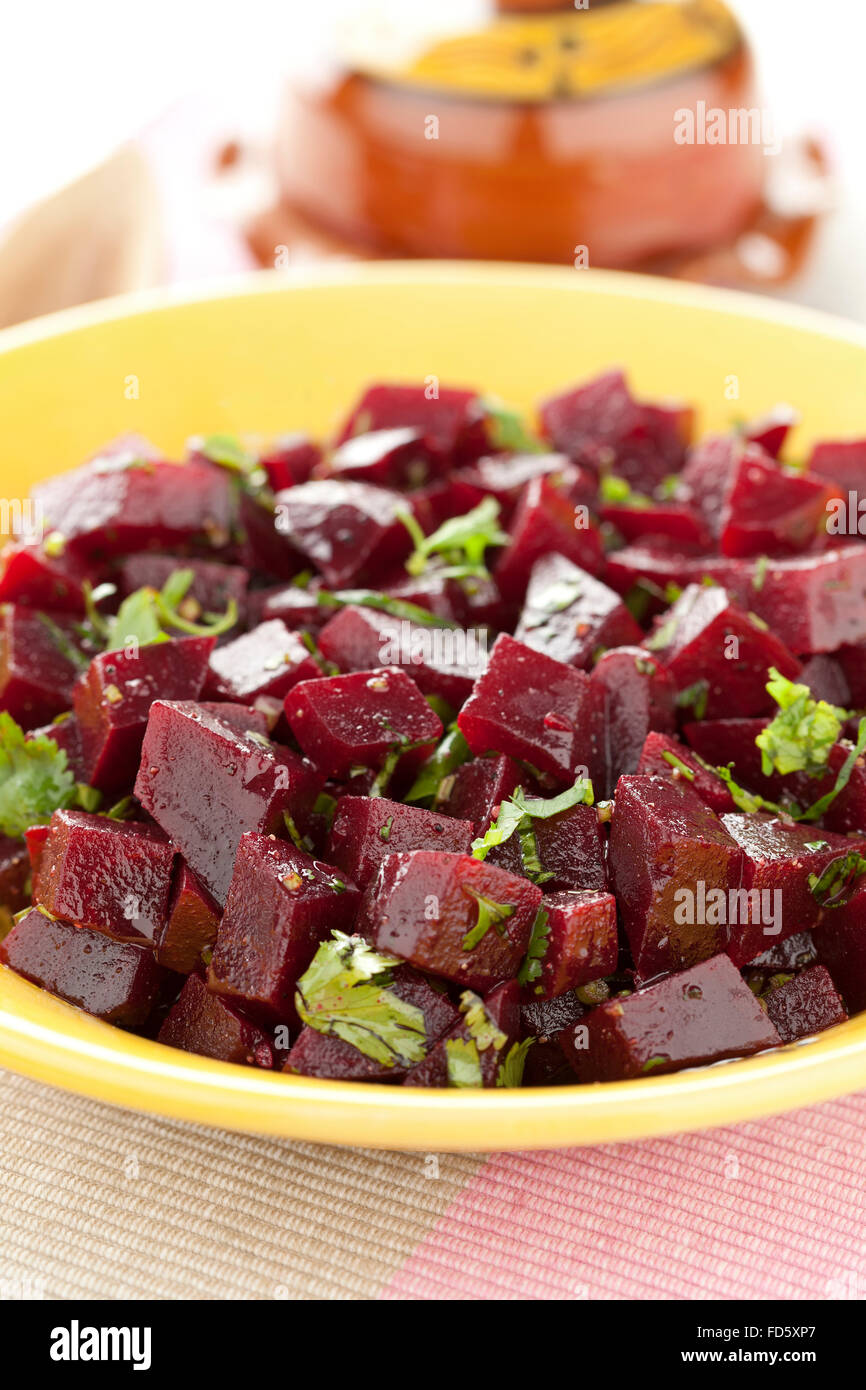 Traditional Moroccan beet salad on the table Stock Photo - Alamy
