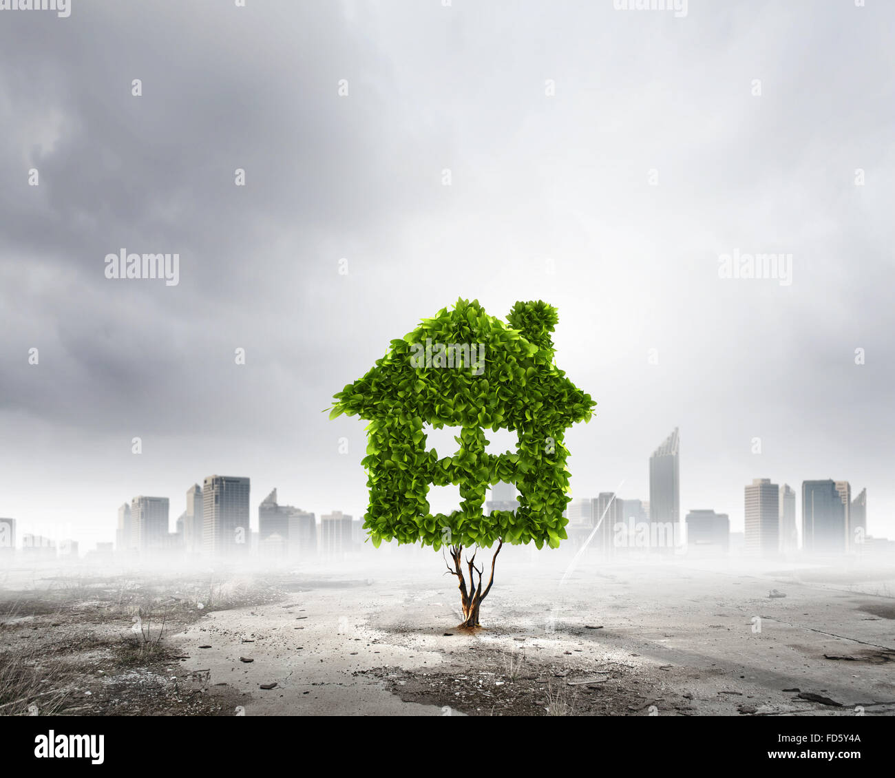Image of green clean house. Ecology concept Stock Photo - Alamy