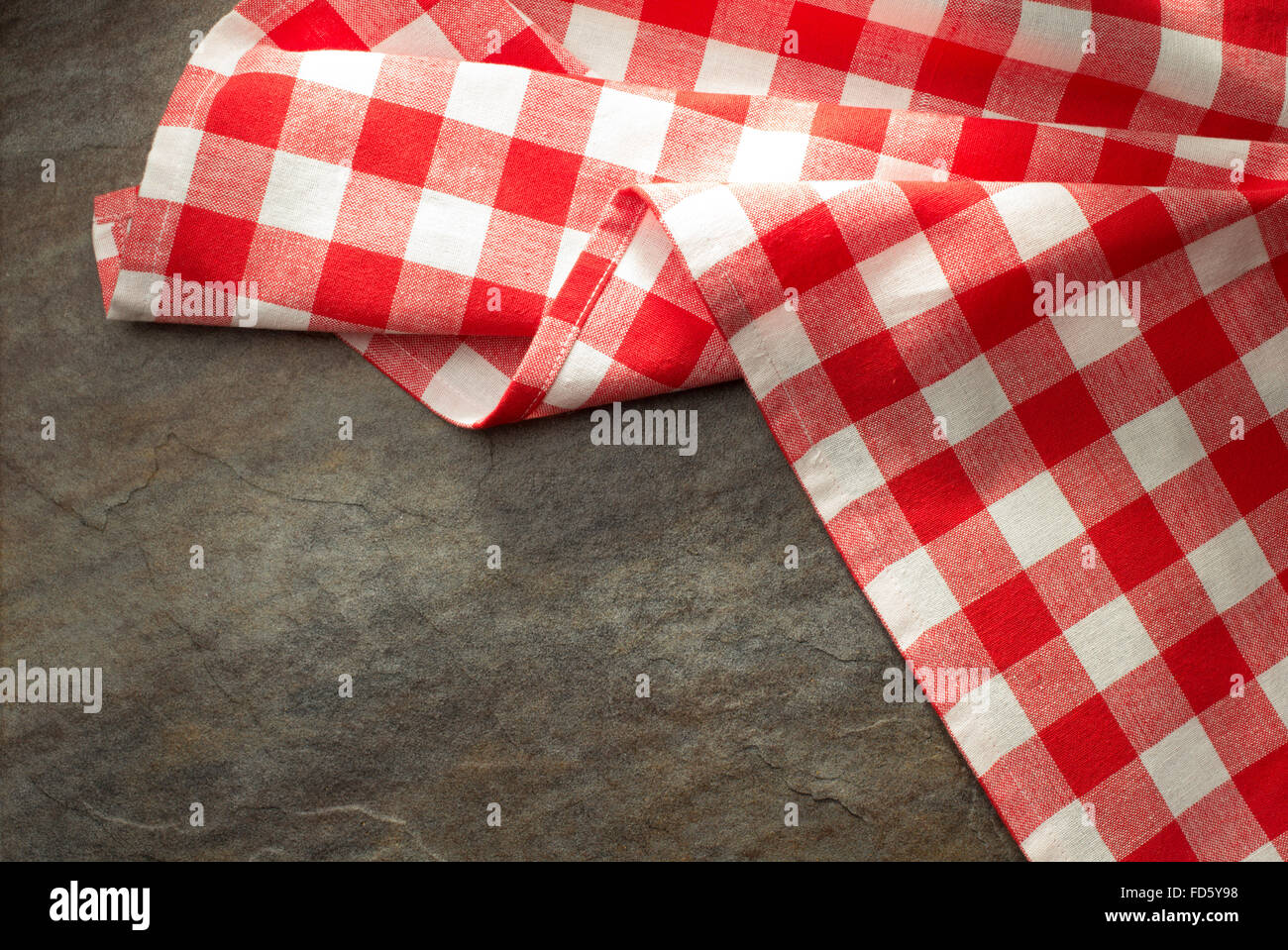 checked cloth napkin at table Stock Photo - Alamy