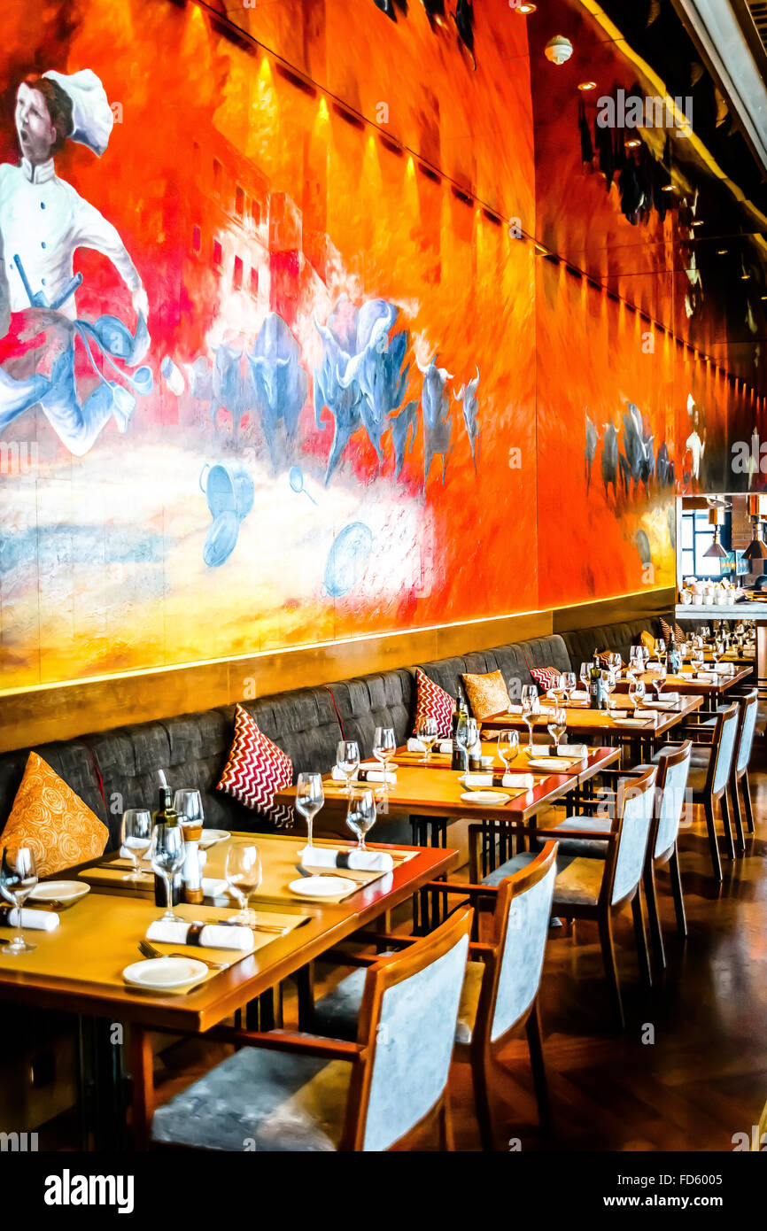 modern contemporary High class fine dining restaurant interior Stock ...