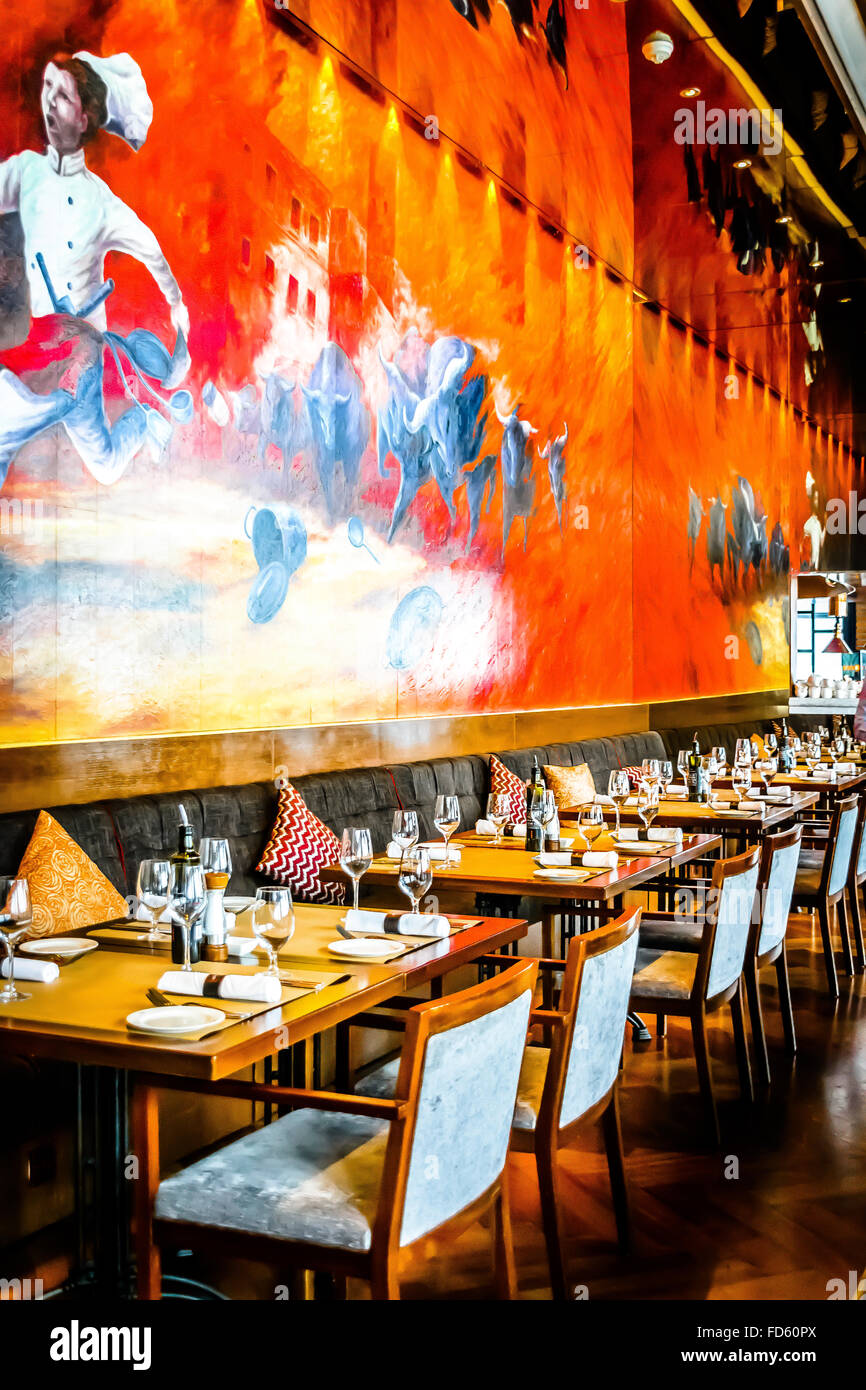 modern contemporary High class fine dining restaurant interior Stock ...