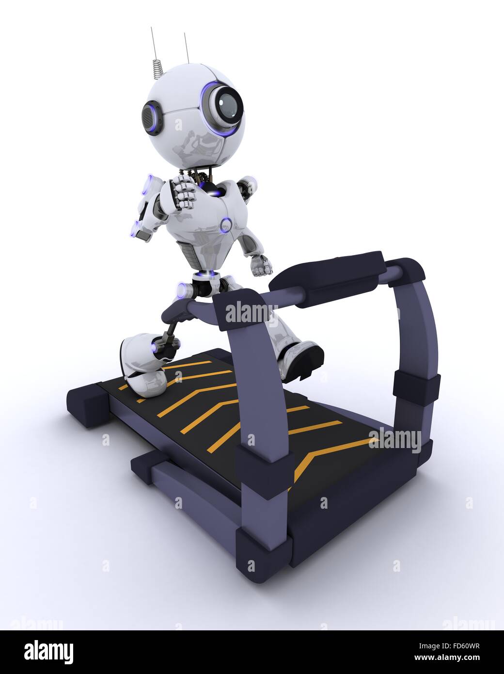 3D render of a robot at the gym running on a treadmill Stock Photo - Alamy