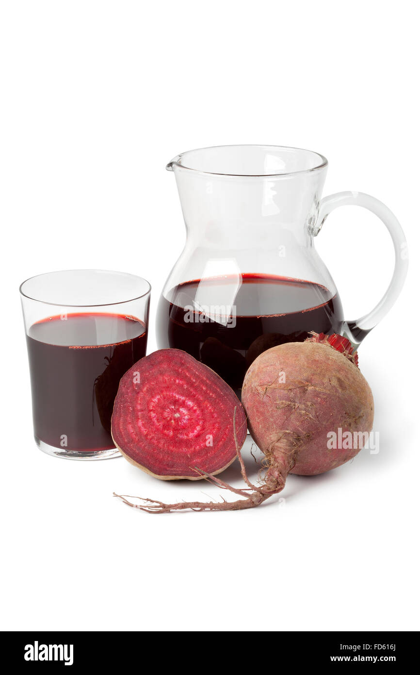 Fresh juice of red beets on white background Stock Photo - Alamy