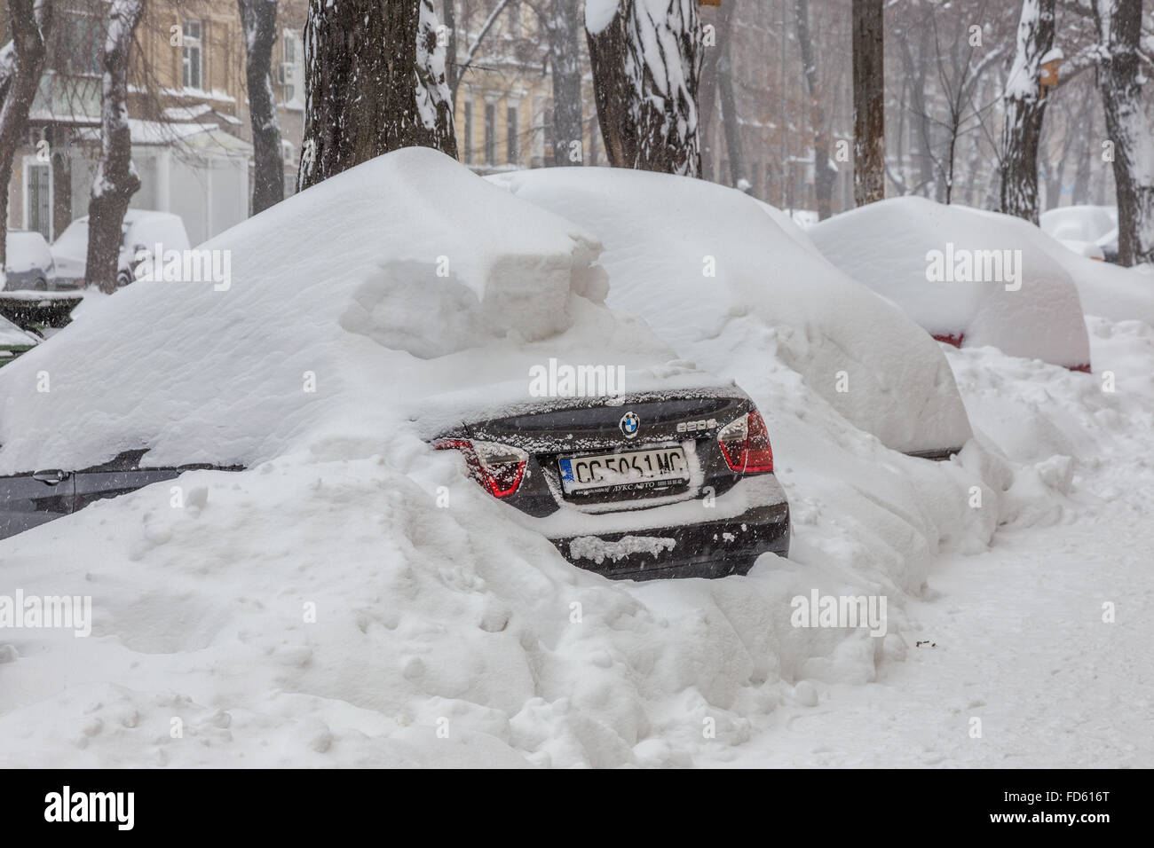 Odessa, Ukraine - January 18, 2016: A powerful cyclone, storm, heavy ...