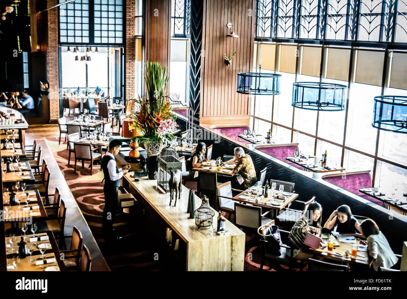 modern contemporary High class fine dining restaurant interior Stock ...