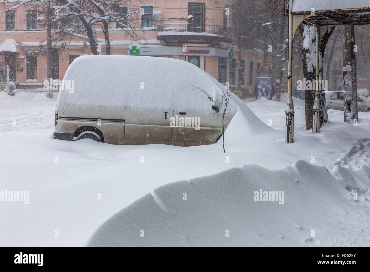 Odessa, Ukraine - January 18, 2016: A powerful cyclone, storm, heavy ...