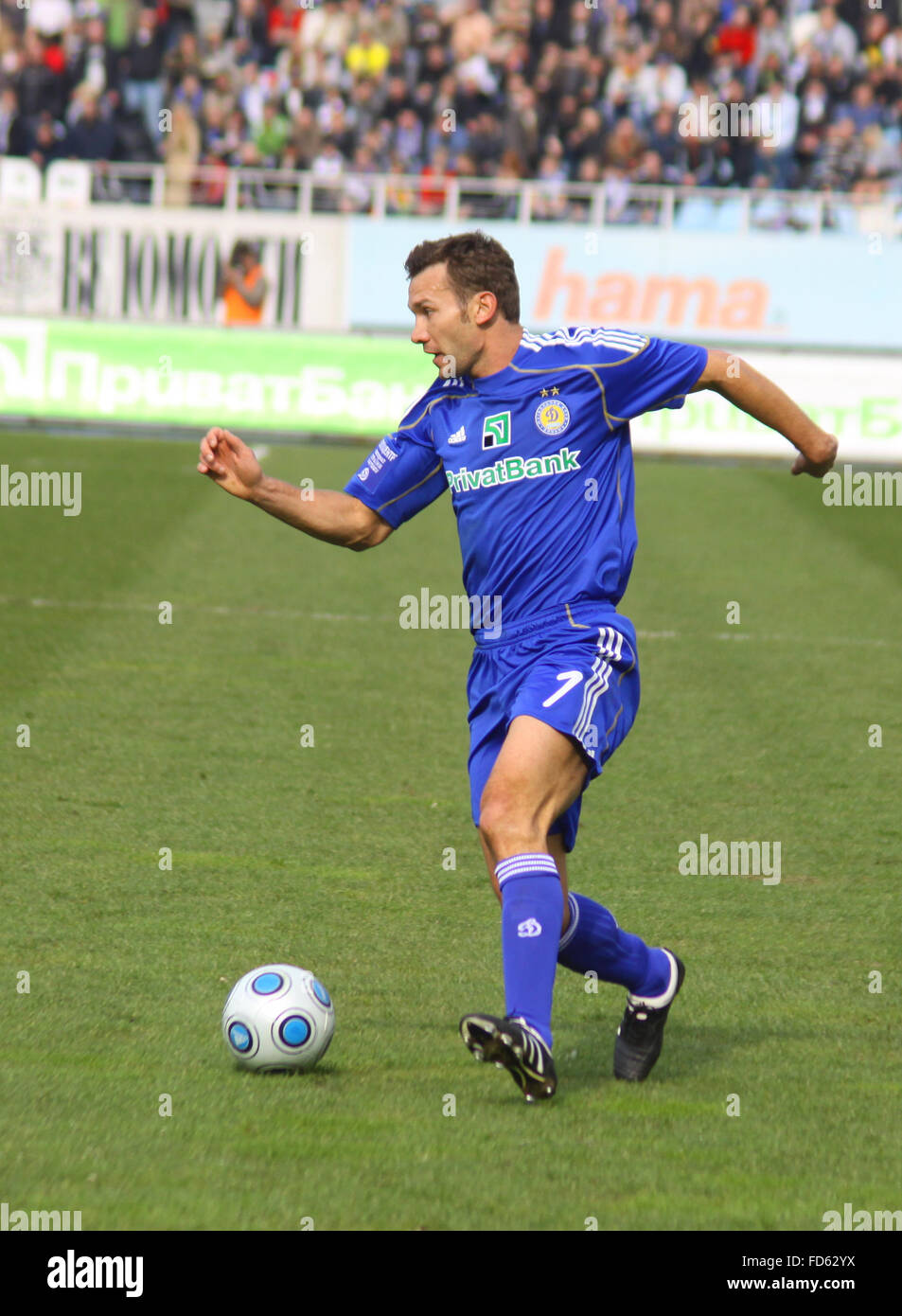 KYIV, UKRAINE - MARCH 28: Andriy Shevchenko of Dynamo Kyiv controls a ...