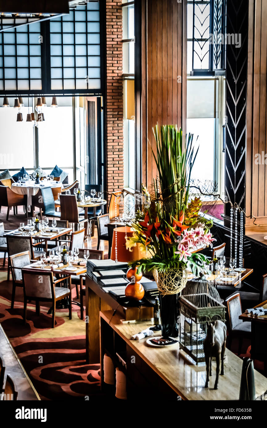 modern contemporary High class fine dining restaurant interior Stock ...