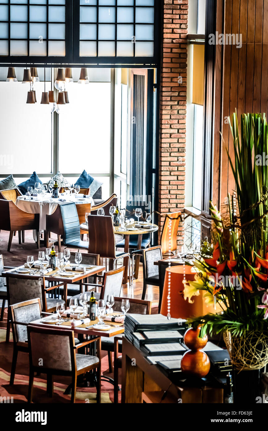 modern contemporary High class fine dining restaurant interior Stock ...