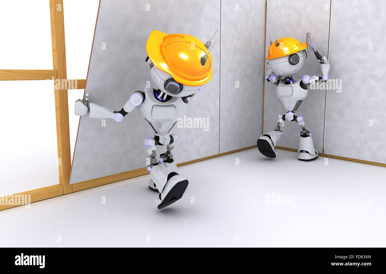 3D Render of a Robot dry wall builder Stock Photo - Alamy