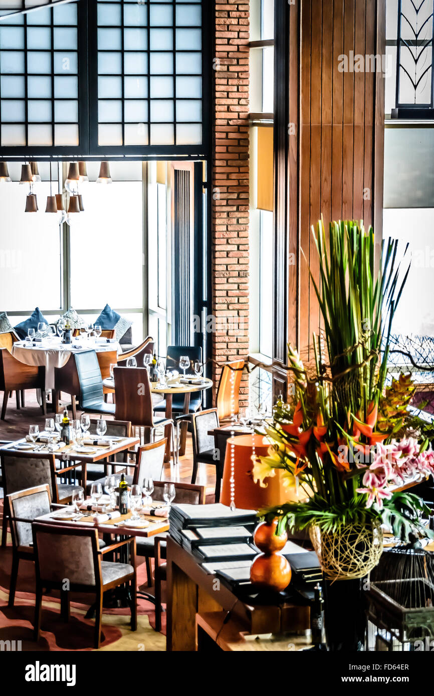 modern contemporary High class fine dining restaurant interior Stock ...