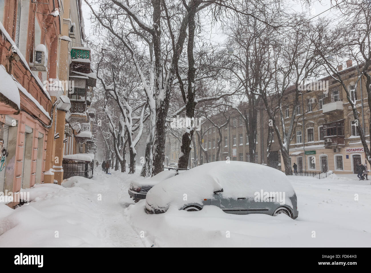 Odessa, Ukraine - January 18, 2016: A powerful cyclone, storm, heavy ...