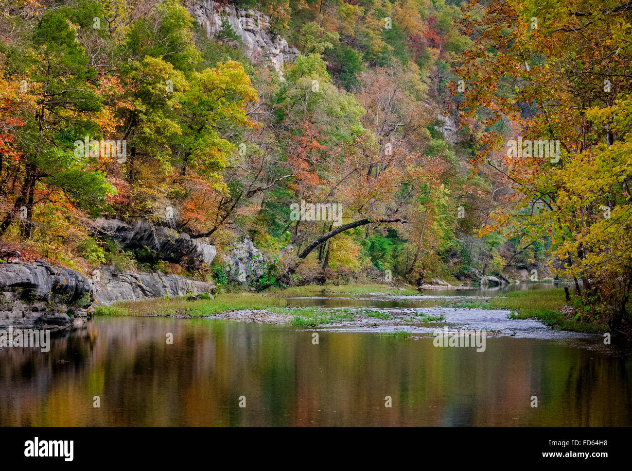 Reflections of fall colors on the Buffalo river Stock Photo - Alamy