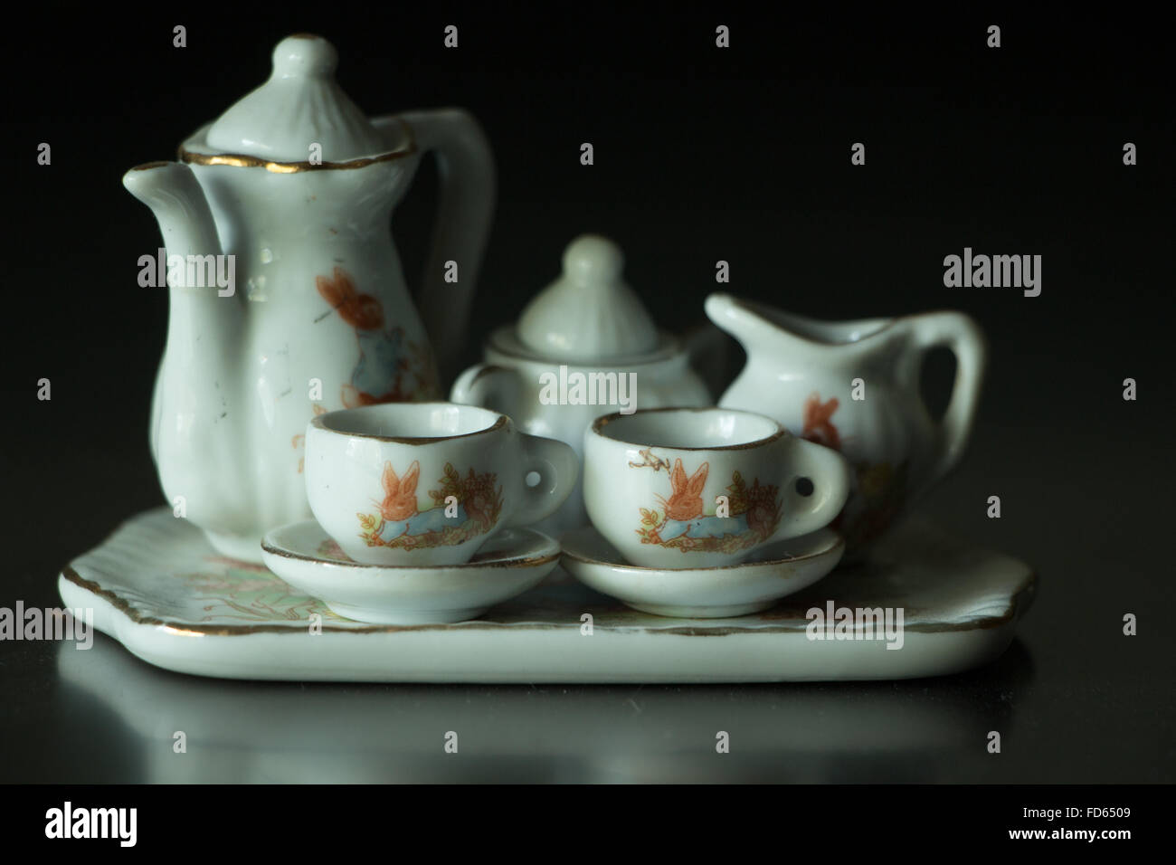 Miniature tea set for a doll house Stock Photo - Alamy