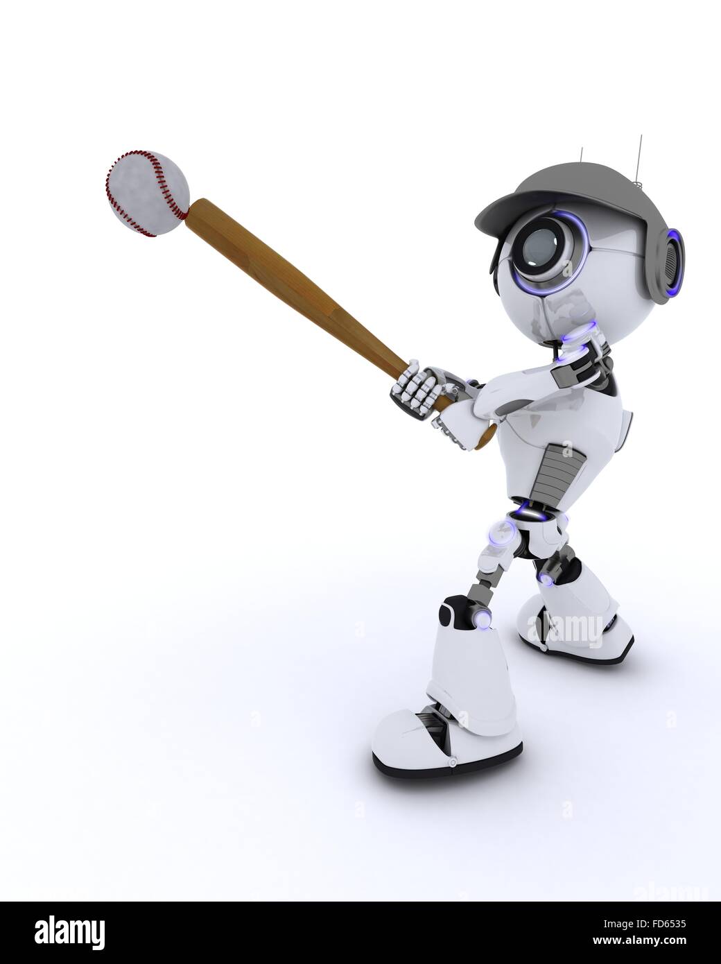 3D Render of a Robot playing baseball Stock Photo - Alamy