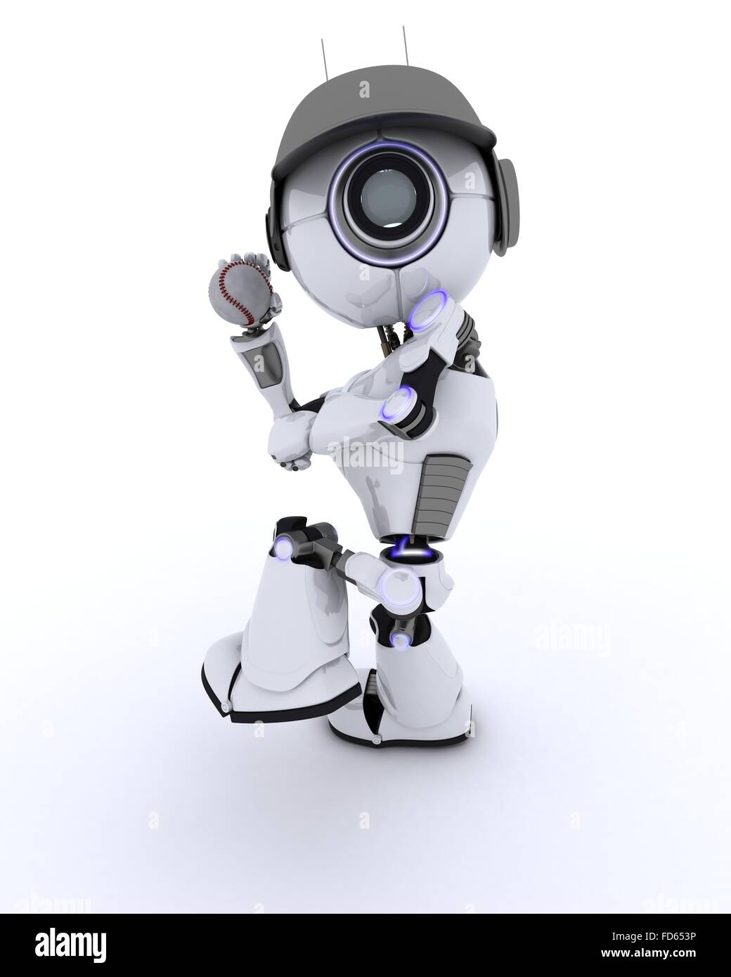 3D Render of a Robot playing baseball Stock Photo - Alamy