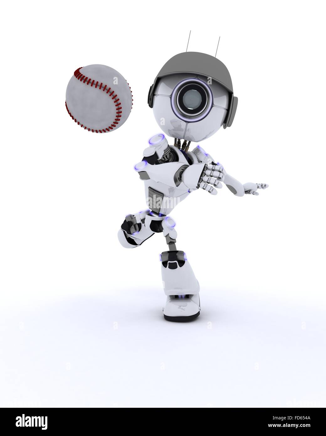 3D Render of a Robot playing baseball Stock Photo - Alamy
