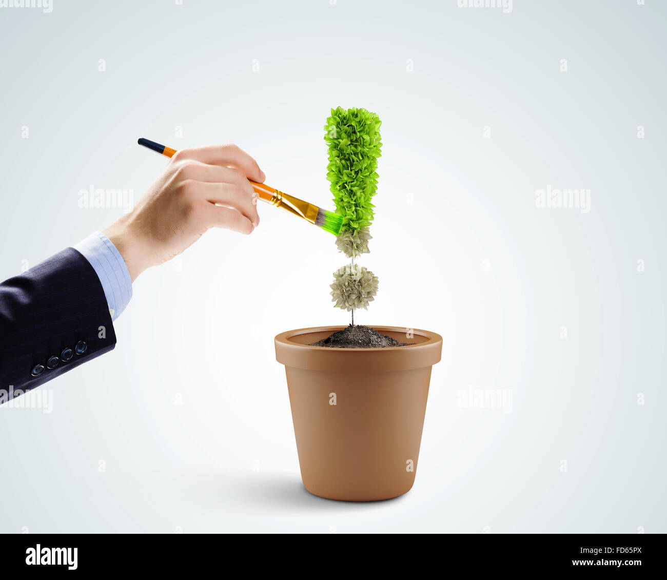 Image of pot plant shaped like exclamation sign Stock Photo - Alamy