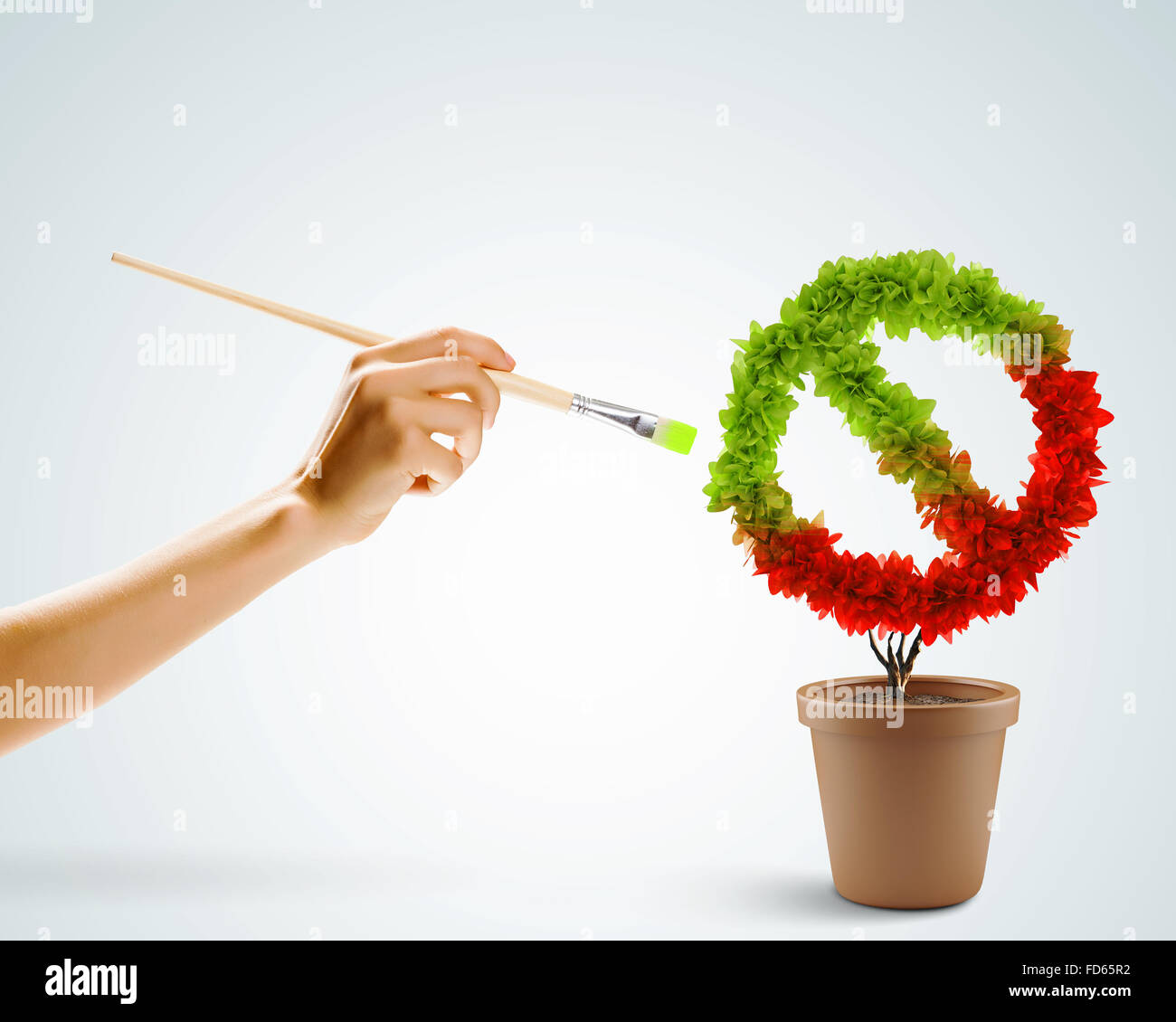 Image of pot plant shaped like prohibition sign Stock Photo - Alamy
