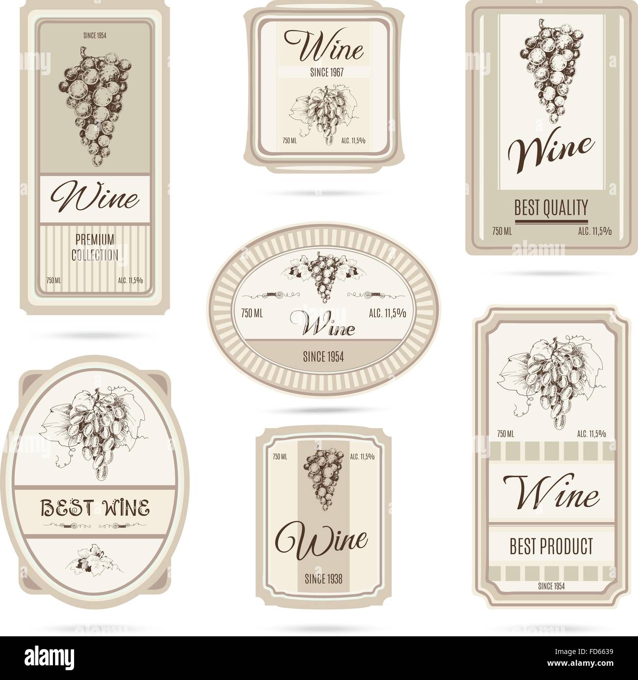 Collection of wine labels Stock Vector Image & Art - Alamy